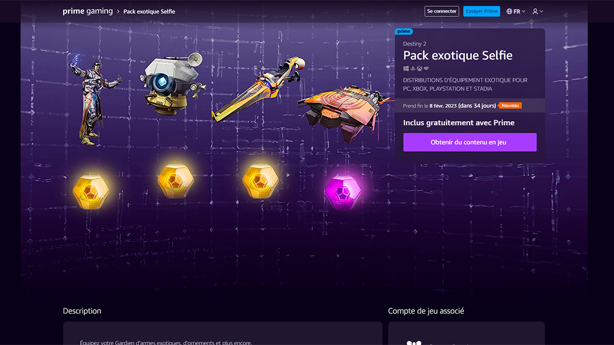 Destiny 2 : Prime Gaming de janvier 2023, comment obtenir le Pack ...