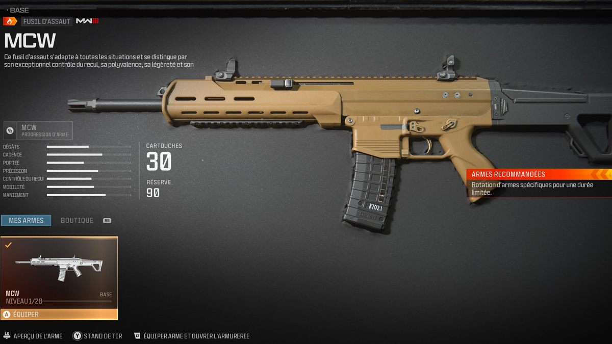 Classe MCW MW3 saison 1, quels sont les meilleurs accessoires et atouts ...