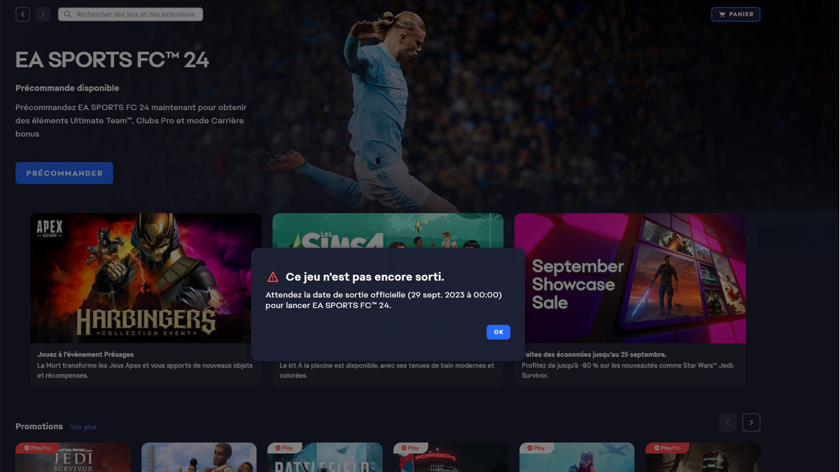 Ce jeu n'est pas encore sorti EA FC 24, pourquoi je n'ai pas accès à l ... Ce jeu n'est pas encore sorti EA FC 24, pourquoi je n'ai pas accès à l ...